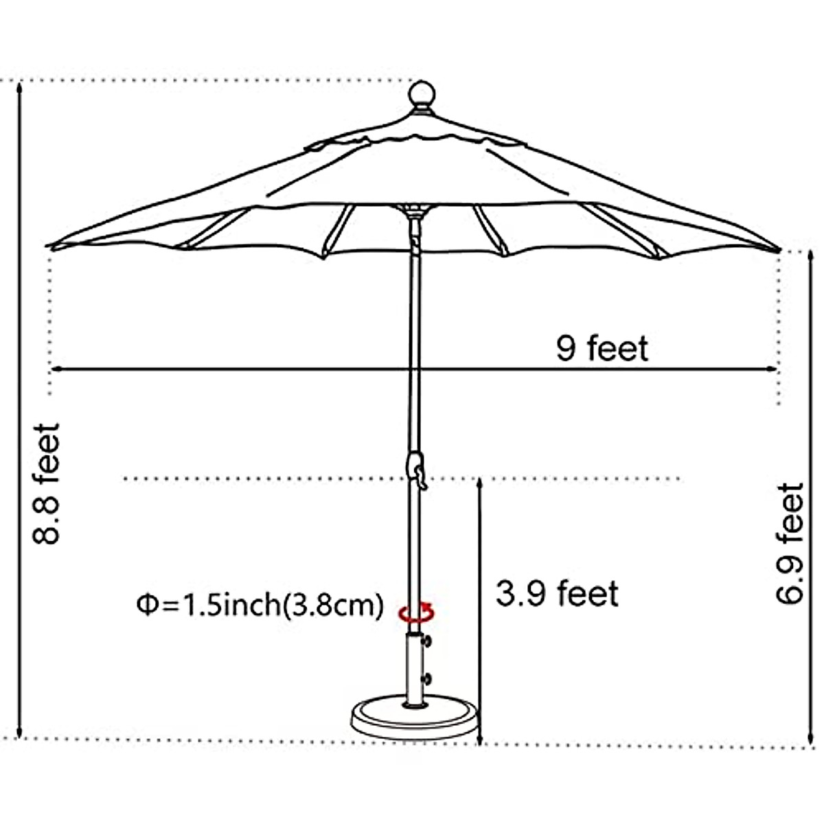 EliteShade USA 10-Year-Non-Fading Sunumbrella 9Ft Market Umbrella Patio Umbrella Outdoor Table Umbrella with Ventilation, Natural