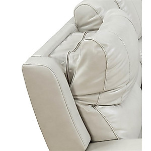 Steve Silver Laurel Leather Dual-Power Reclining Living Room Sofas, Power Headrest/Reclining Leg Rest USB Charging Port, Top Grain Leather, 86" L x 40" W x 40" H, Ivory