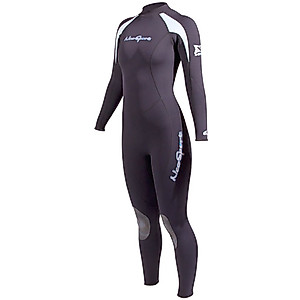 NeoSport Wetsuits Women's XSPAN 5mm Full Jumpsuit, Powder Blue Trim, 10 - Diving, Snorkeling & Wakeboarding
