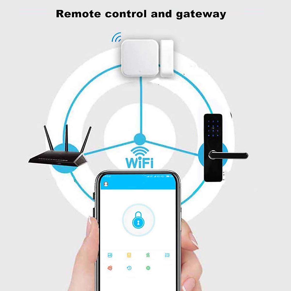 4in1 Keyless Entry Smart Door Lock, Digital Smart Door Lock APP Cards Password Keypad for Amazon for Google Home Voice Control