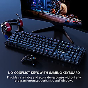 Newmen GM335 Mechanical Keyboard Wireless,USB C Wired/2.4Ghz Rechargeable Rainbow LED Backlit Gaming Keyboard,104 Key Hot Swappable Mechanical Keyboard for Mac Windows PC Laptop Brown Switch
