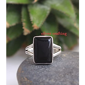 Black Onyx Gemstone Ring 925 Sterling Silver Jewelry (10)