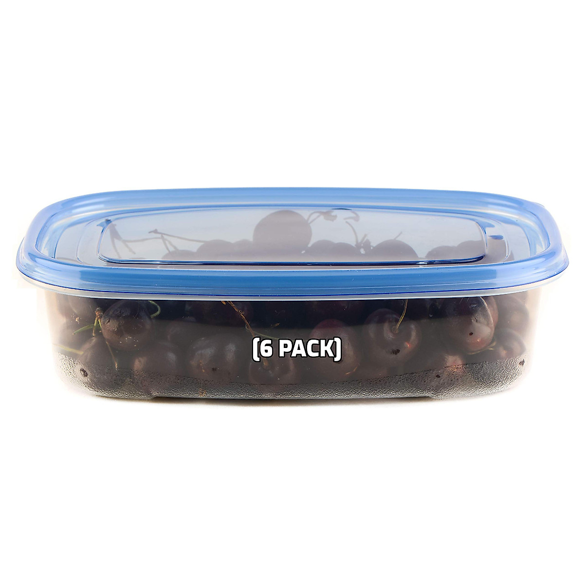 EcoQuality [6 PACK] 64oz Rectangular Oblong Plastic Reusable Storage Containers with Snap On Lids - Airtight Stackable Reusable Plastic Food Storage, Leak-Proof, Meal Prep, Lunch, Togo, BPA-Free