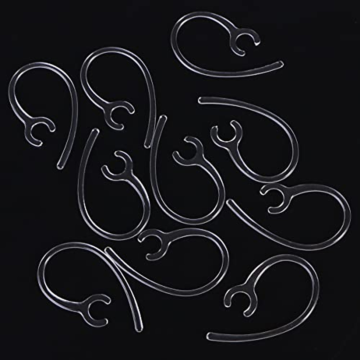 Mikikit Ear Hook 10pcs Hook Clamps HEA Universal for Ear Single Large Black Hanging Shape Replacement Earphone Clamp .mmrandom Color Clip Clear Small Headset Ear Clips