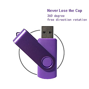 ERKE 2GB USB 2.0 Flash Drive 5 Pack Portable Thumb Drives Swivel Jump Drive Zip Drive Memory Sticks with Type-C/Micro USB Adapter for PC/Laptop(Purple 2GB)