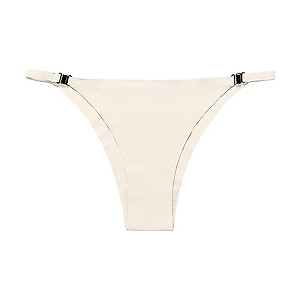 Kinple Quick Dry Seamless Brief for Women Smoothing Ice Silky Yoga Panties High Cut Stretch String Bikini Sexy Thong Panty Beige