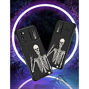 Goocrux for Samsung Galaxy S20 Case Skeleton Skull Women Girls Cute Gothic Phone Cover Cool Horror Unique Design Goth Aesthetic with Slide Camera Cover Funny Spooky Cases for Galaxy S20 5G 6.2''