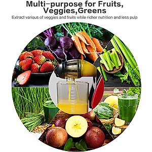 Slow Juicer, Aobosi Slow Masticating Juicer, Cold Press Juicer Machines with Reverse Function, Quiet Motor, High Juice Yield with Juice Jug & Brush for Cleaning