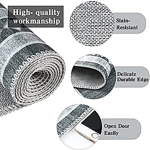 RUGSREAL Large Area Rug 8x10 Solid Rug Grey Bordered Rug Modern Geometric Boho Rug, Anti-Slip Backing Rugs for Living Room, Foldable Machine Washable Area Rug(8'x10', Grey)