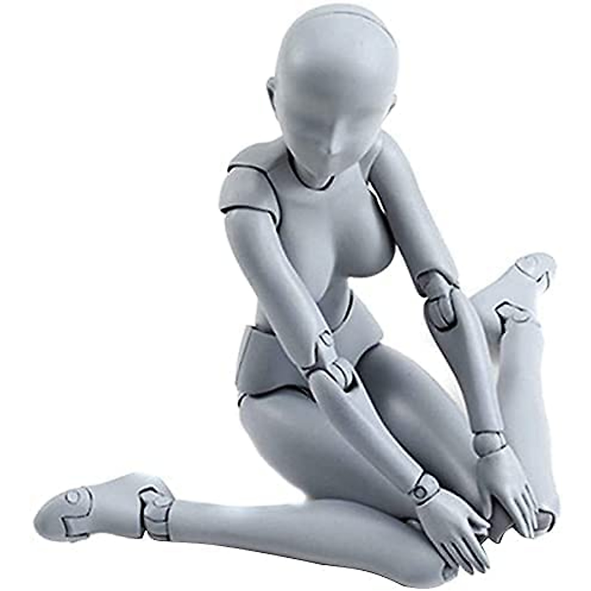 SYKIA Action Figures Body Kun DX & Body-Chan DX PVC Figure Model Drawing SHF Children Kids Collector Toy Gift with Box, Drawing Mannequin Figure Models for Artists (Grey Female)