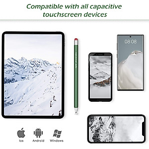 Digiroot Universal Stylus, Disc & Fiber Tip 2-in-1 Rotatable Stylus for Apple/iPhone/Ipad pro/Mini/Air/Android/Microsoft/Surface with 3 Replacement Tips - (Green)