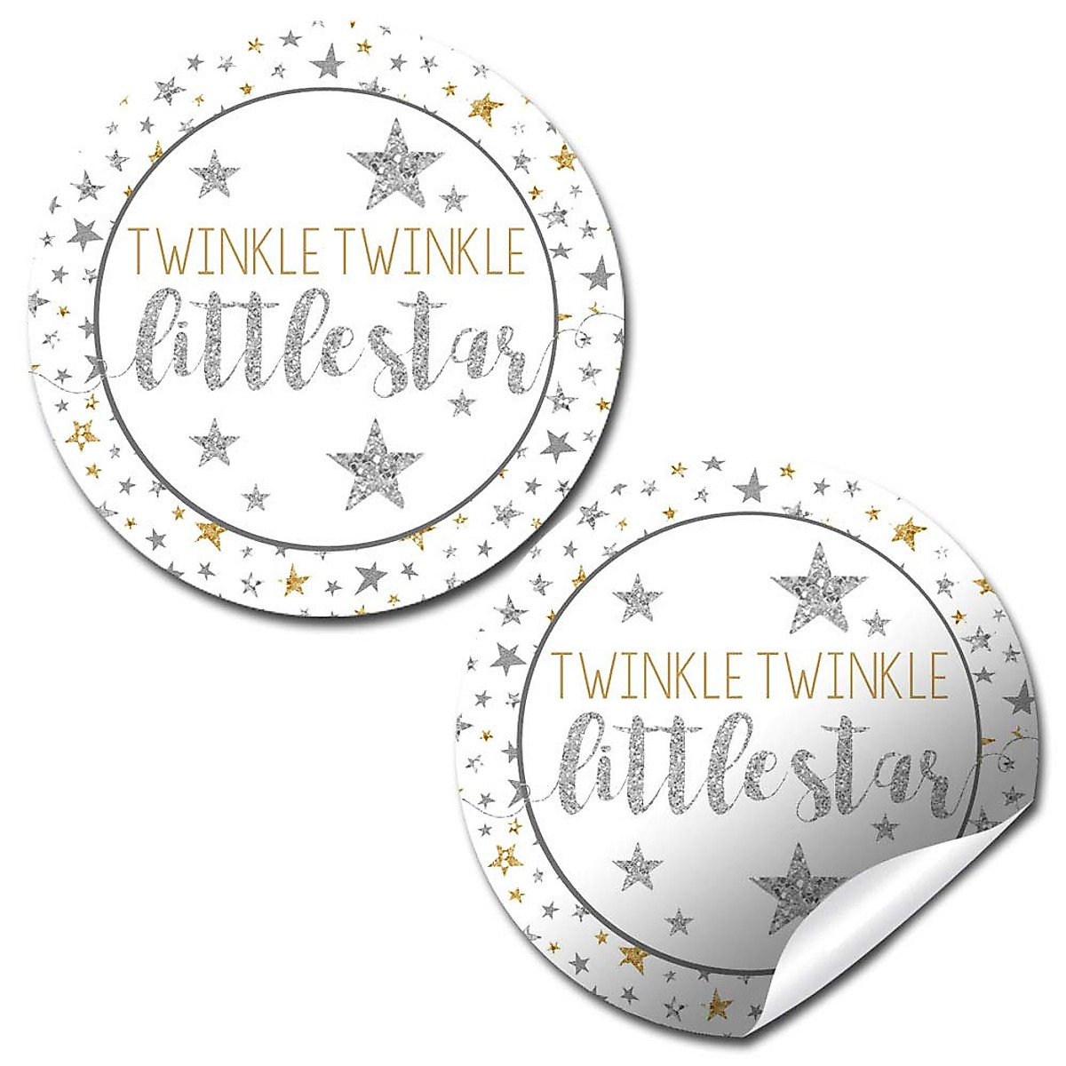 Twinkle Twinkle Little Star Gender Neutral Baby Sprinkle Baby Shower Thank You Sticker Labels, 40 2" Party Circle Stickers by AmandaCreation, Great for Party Favors, Envelope Seals & Goodie Bags