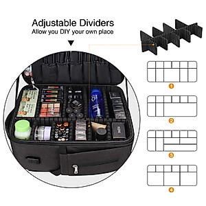 Relavel Makeup Backpack, Professional Makeup Case Extra Large Travel Train Case Makeup Bag for Women Cosmetic Organizer, Makeup Brush Storage Holder, Makeup Artist Kit, with Adjustable High Dividers