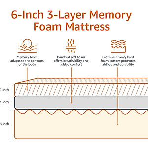 VFD 6 inch Full Size Memory Foam Mattress, Soft Plush Feel, White