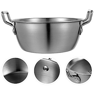 UPKOCH Ramen Cooking Pot 13cm Stainless Steel Pasta Stockpot Korea Noodle Pot Japanese Soup Serving Bowl Induction Saucepan Stewpot for Stovetop Camping Cookware Silver
