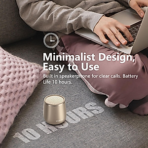 INSMY Small Bluetooth Speaker, Waterproof Mini Portable Wireless Speaker, Punchy Bass Rich Audio Stereo Pairing, Handheld Pocket Size,Built in Mic for Hiking Biking Gift Laptop Tablet (Gold)