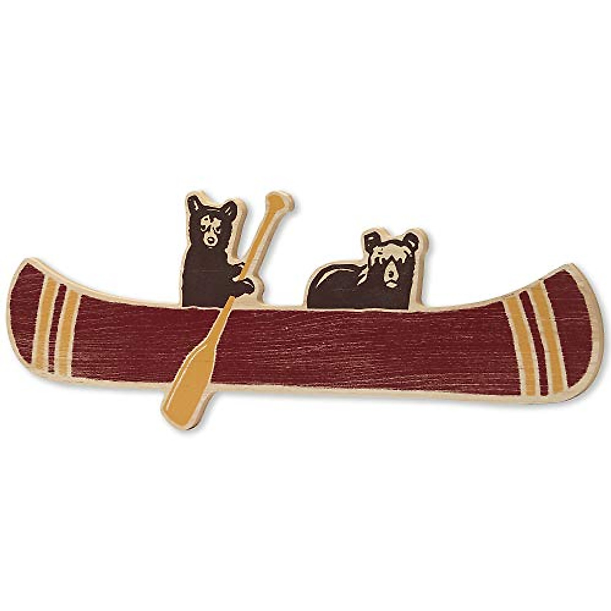 Open Road Brands Bear Cubs in Canoe Wood Wall Decor- Large Canoe Wall Art for Lake House, Cabin or Man Cave