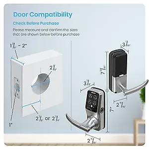 Lockly Secure Pro, Wi-Fi Smart Door Lock, Keyless Entry Door Lock, PIN Genie® Keypad, 3D Biometric Fingerprint Sensor, Voice Control, Auto Lock - Satin Nickel (PGD628WSN) - Latch Edition