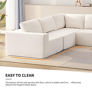 Ball & Cast 116" Luxury Upholstered Sectional Couch Set with Foam-Filled,L-Shaped Modular Reversible Sofa-Bed W/Free Combination,Modern Cozy Sleeper Furniture for Living Room Large Space,Beige