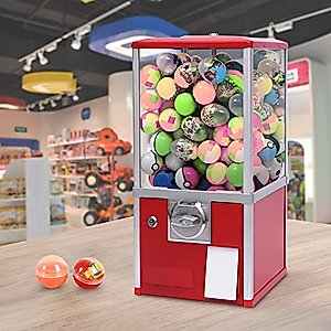Gdrasuya10 Commercial Vending Machine, 20.87" Gumball Vending Machine High Security Toy Vending Machine for 1.1-2.1Inch Round Capsules Bouncy Balls, 1 Coins Only- Red