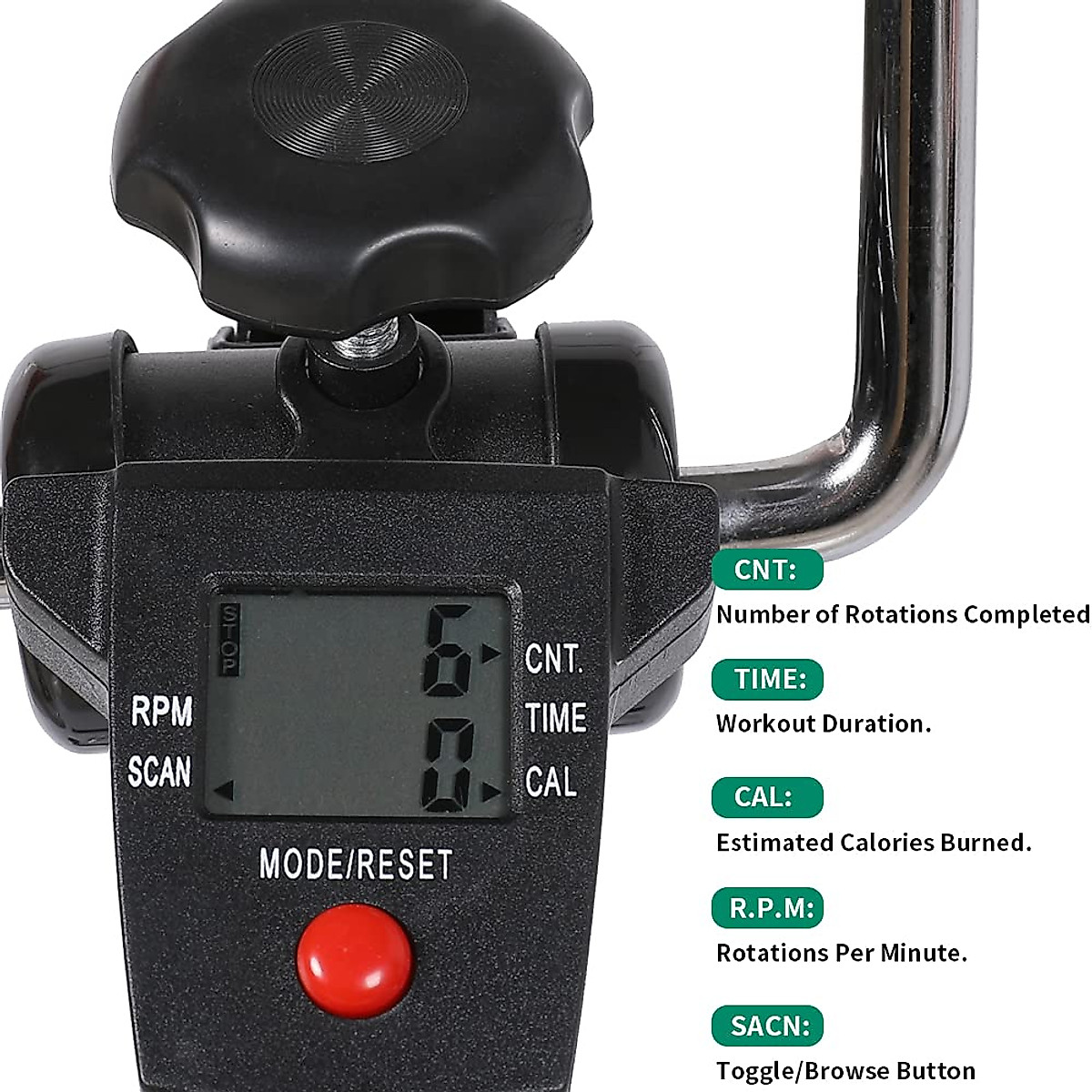 VIVIJASON Pedal Exerciser - Bike Hand Arm Leg and Knee Exercise Peddler for Seniors, Elderly - Indoor Adjustable Fitness Equipment for Total Body - Nonslip Base-Built-in Electronic Display