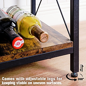 Tektalk Wine Bar Cabinet Wine Rack Freestanding Table with Glass Holder and Wine Storage for Home Kitchen Dining Room - Rustic Brown