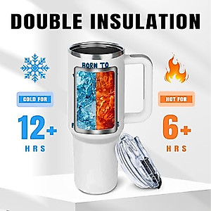 Born to Dilly Dally Forced To Pick Up The Pace, Funny Bear Tumbler with Handle 40oz, Funny Gifts for Women Men Coffee Mug, Birthday Christmas Gifts for Best Friends Coworker Sister Insulated Cup