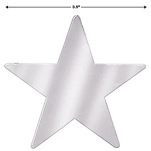 Beistle 57027-S Silver Metallic Star Cutouts, 3-1/2 Inch, 12 Pieces Per Package
