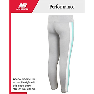 New Balance Girls' Active Leggings - 2 Pack Full Length Performance Yoga Pants (7-16), Size 14-16, Black/Pink Grey