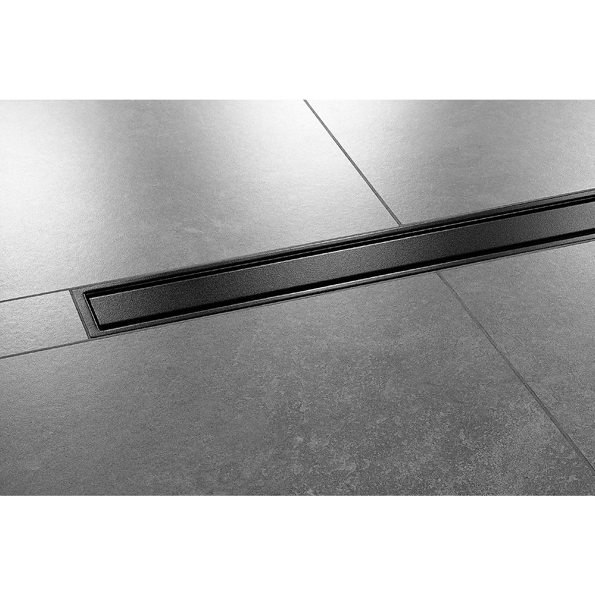 Schluter Kerdi-Line Brushed Stainless Steel Grate Assembly for Tile and Stone Coverings - Adjustable, Square Design - 3/4" Frame, 20" Length - KL1B19EB50