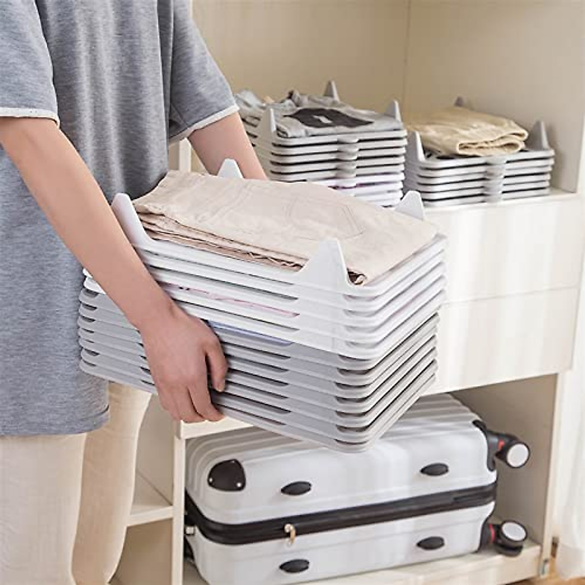 HIDDIT Lazy Folding Board Multi-Functional Folding Board Clothes Sweater Storage Folding Board Folding Clothes Artifact (Color : Gray, Size : One Small)