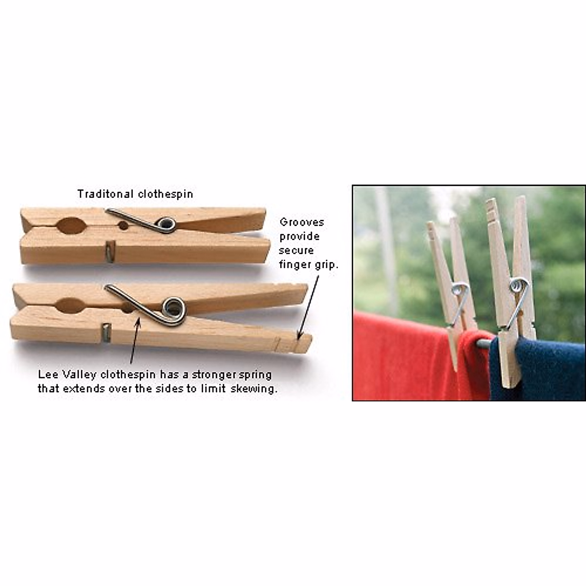 Natural Wooden Clothespins - Sturdy Clothespins for Shirts, Sheets, Pants, Decor and more - 30 Pack