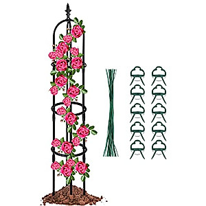 Obelisk Garden Trellis for Climbing Plants, 6 ft Adjustable Heavy Duty Rustproof Thicken Metal Plant Support, Tower Trellis for Climbing Plants Outdoor Indoor Potted Vines, Rose, Flowers(4.16 lbs)