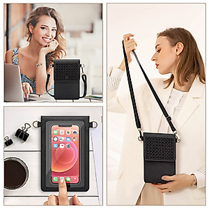 MILEGI Cell Phone Purse, Small Purses for Women Crossbody Touch Screen Purse Valentine's Day Bag for Her（Black）