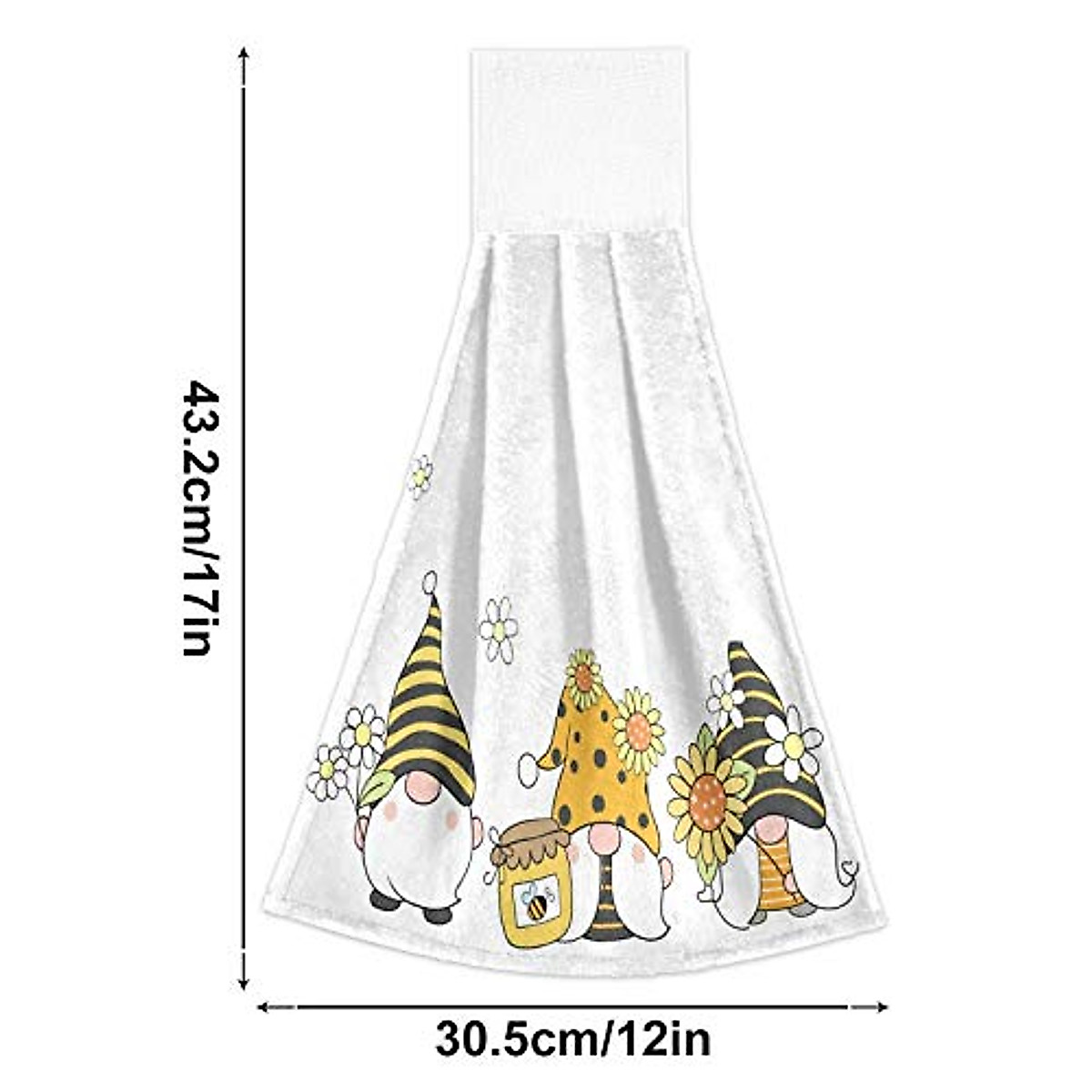 Summer Hanging Kitchen Towels Gnomes Hand Towel Flower 2PCS Dish Cloth Tie Towel Absorbent Oven Stove Washcloth with Loop for Bathroom Home Decorative