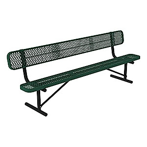 Norwood Commercial Furniture Open Air Series Heavy Duty Portable Outdoor Bench with Back,Surface Mount, 8 Feet, Green