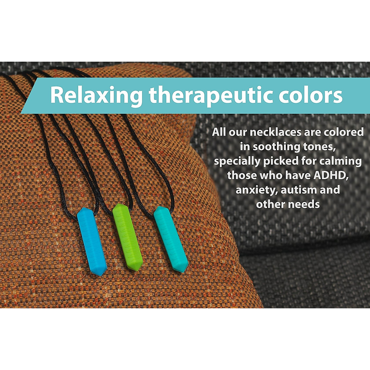 Tilcare Chew Chew Crayon Sensory Necklace Set – Best for Autism, Biting and Teething Kids – Perfectly Textured Silicone Chewy Toy - Chewing Pendant for Boys & Girls - Chew Necklaces