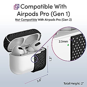 TALK WORKS AirPods Pro Case Cover with Keychain - Protective Hard Silicone Skin for AirPods Keychain Case Clip Carabiner Wireless Charging Compatible with Apple AirPod Pro Carrying Case 2019 - Black