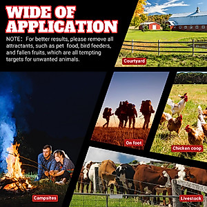 Qualirey 4 Pcs Upgraded Solar Nocturnal Animal Repeller Flickering Flame Outdoor Animal Repellent Motion Activated Coyote Deterrent Light for Skunk Deer Chicken Coop Farm Garden Yard(Red Light)