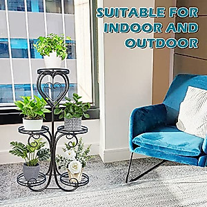 ZHAZHADI Plant Stand Indoor Outdoor - Metal 5 Tier Flower Pot Holder Display Vertical Shelves Shelf - Wrought Iron Corner Planter Rack Multiple Organizer for Garden Patio Lawn Balcony Office Black