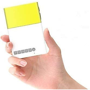Cuifati Mini Projector,Mini Stylish Home Theater Portable LED Projector HD HDMI Projector,for Outdoor&Indoor,US Plug,White &Yellow