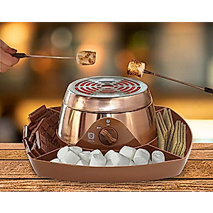 ULTICOR Electric Flameless Stainless Steel Marshmallow S'mores Maker, with 4 Compartment Tray, and 4 Roasting Forks, Indoor Safe, for Parties and Fun Times, Safe for Kids with Adult Supervision