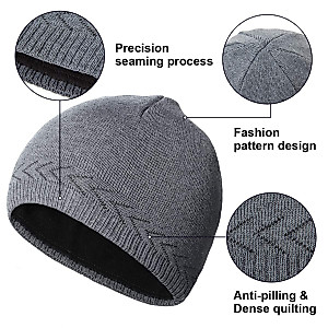 OMECHY Mens Winter Warm Knitting Hats Plain Skull Beanie Cuff Toboggan Knit Cap Black