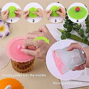 KINBOM 8pcs Silicone Cup Lids Mug Cover, Colorful Anti-Dust Silicone Mug Cover Cute Reusable Silicone Lids for Cups Mugs Beer Glasses Outdoors & Indoors (8 Styles)