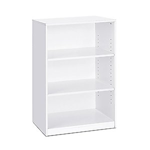 Furinno 5-Cube Open Shelf, White & Jaya Simple Home 3-Tier Adjustable Shelf Bookcase, White