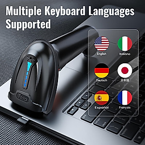 Tera Barcode Scanner Wireless and Wired with Battery Level Indicator 1D 2D QR Digital Printed Bar Code Reader Cordless Handheld Barcode Scanner Compact Plug and Play Model D5100