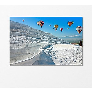 Balloons Over the Thermal Springs of Pamukkale Canvas Print 1 Panel / 36x24 inches