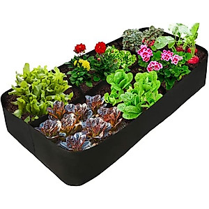 Viycuho Fabric Raised Garden Bed, 135 Gallon 8 Holes Rectangle Breathable Planting Container Grow Bag Planter Pot for Plants, Flowers and Vegetables (1 Rectangular)