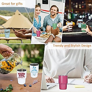 Joytra 8 Pack 3 oz Sublimation Mini Tumbler Shot Glass,Double Wall Vacuum Sealed Stainless Steel Insulated Cups with Lid and Straw,Thermos Travel Coffee Mug For Cocktail,Whiskey,Bar,White