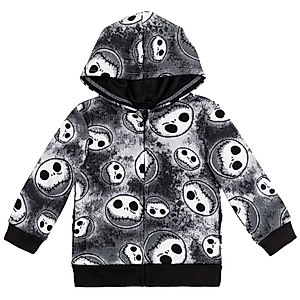 Disney Nightmare Before Christmas Jack Skellington Toddler Boys Fleece Zip Up Hoodie Tie Dye Black 4T